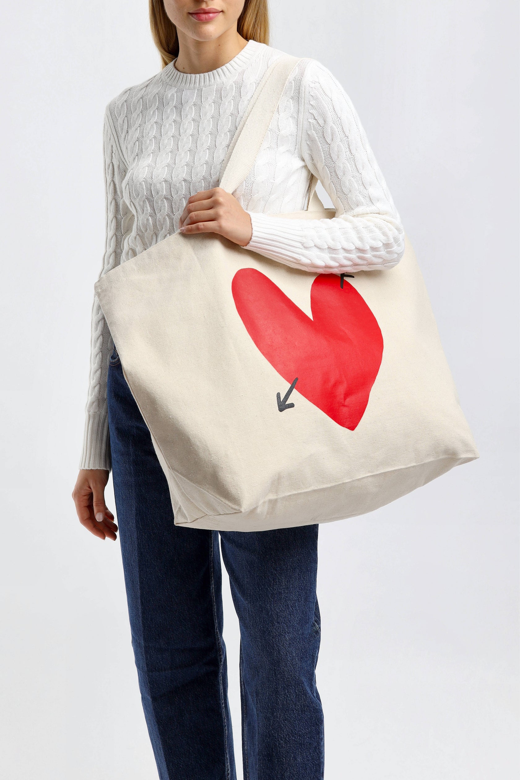 Großer Canvas Shopper mit Herz-Logo – anitahass.com