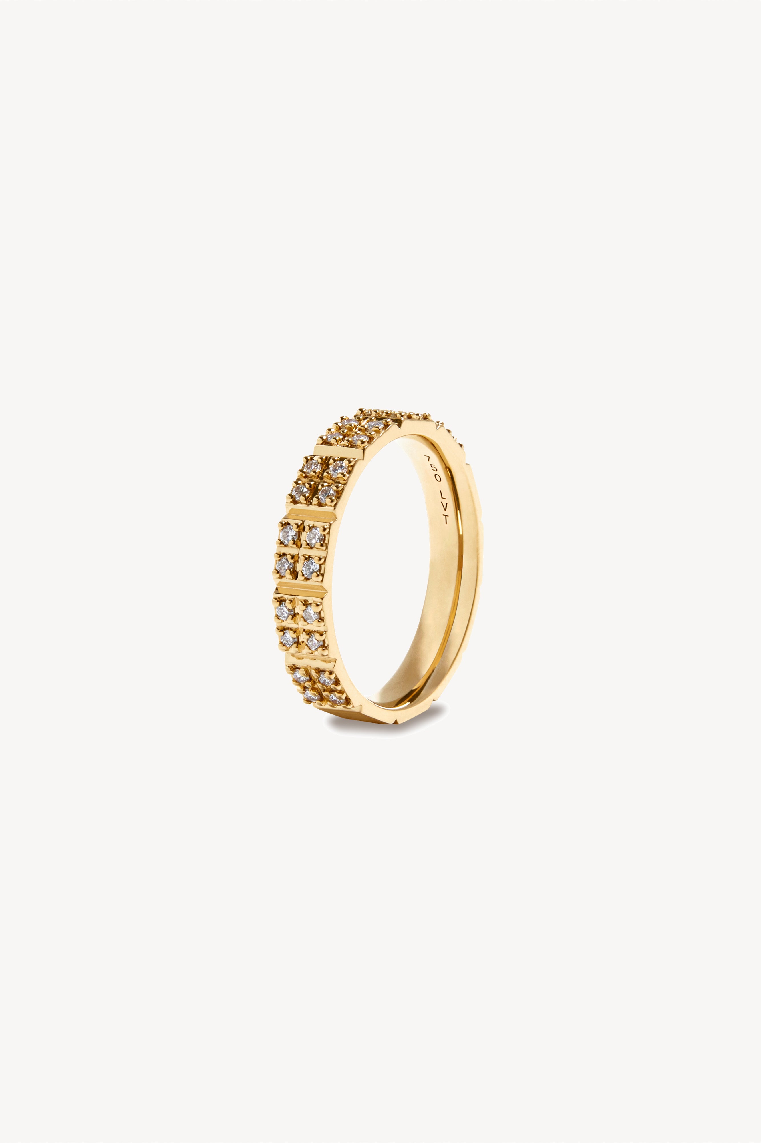 Tile Ring Four Half Diamonds in Gold – anitahass.com